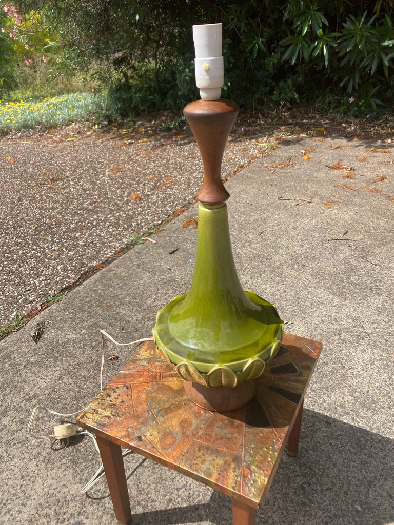 Vintage 60s Green Ceramic Lamp | Shop Marlborough Antiques Milton